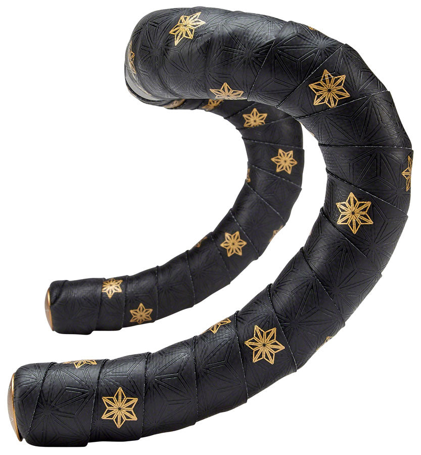Supacaz Super Sticky Kush Galaxy Bar Tape Gold Print with Ano Gold Plu ...